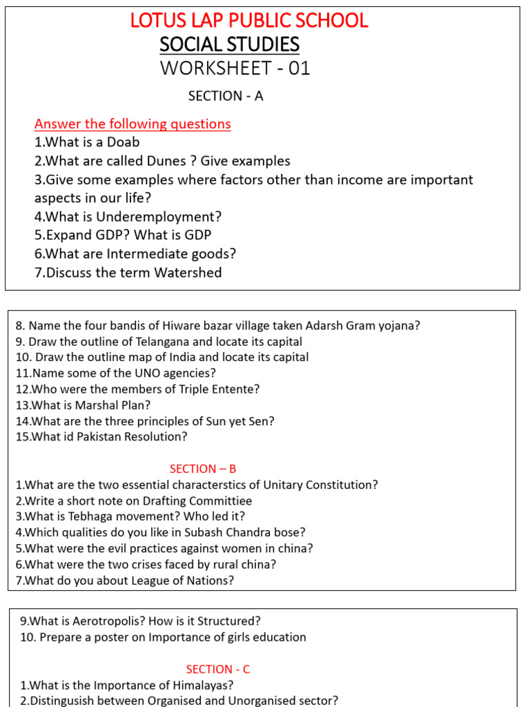 Class 10 Worksheet - 01 Social | PDF