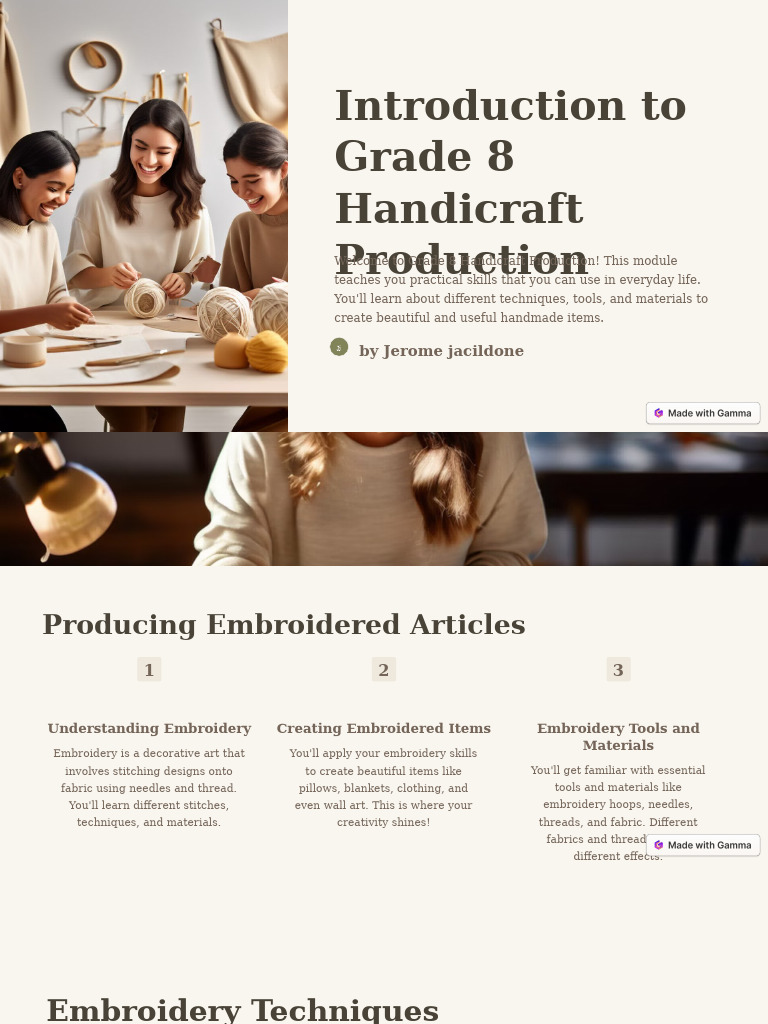 Introduction To Grade 8 Handicraft Production | PDF