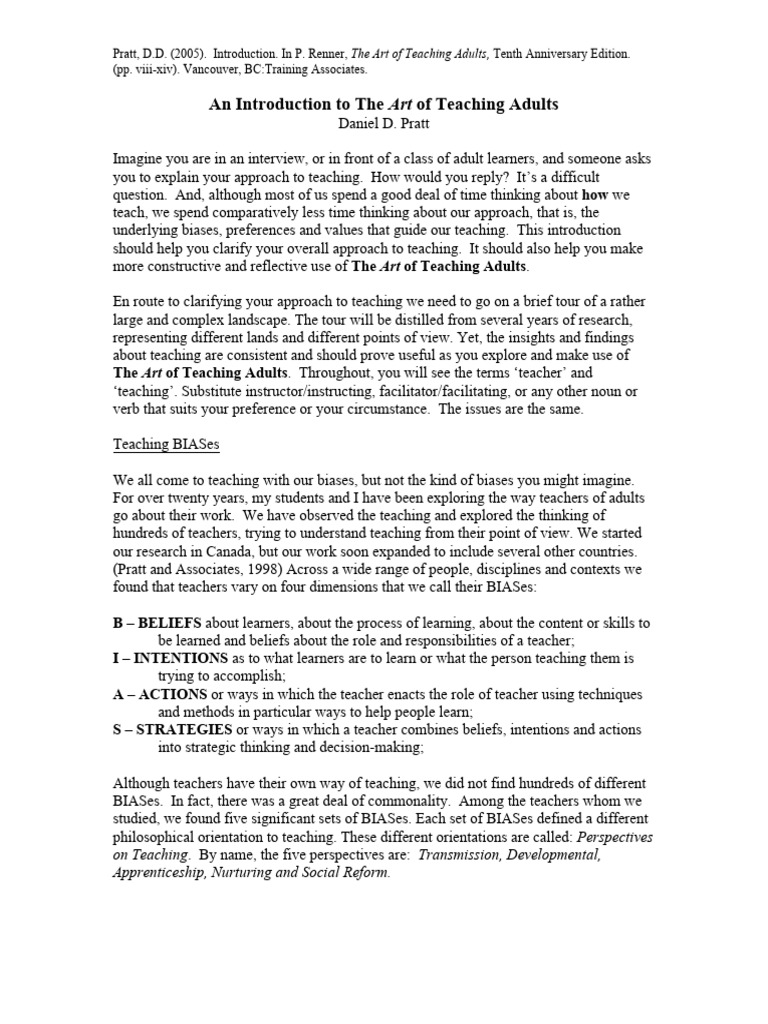 An Introduction To The ART of Teaching A | PDF
