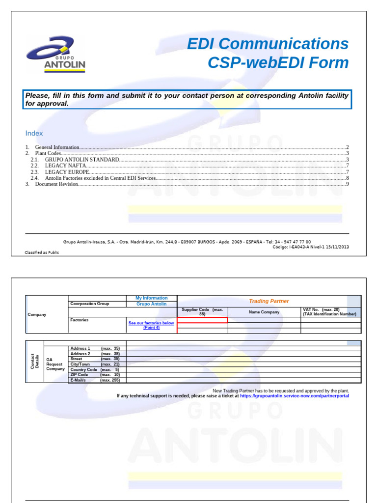 GA Communications Form CSP webEDI v2022-10 | PDF