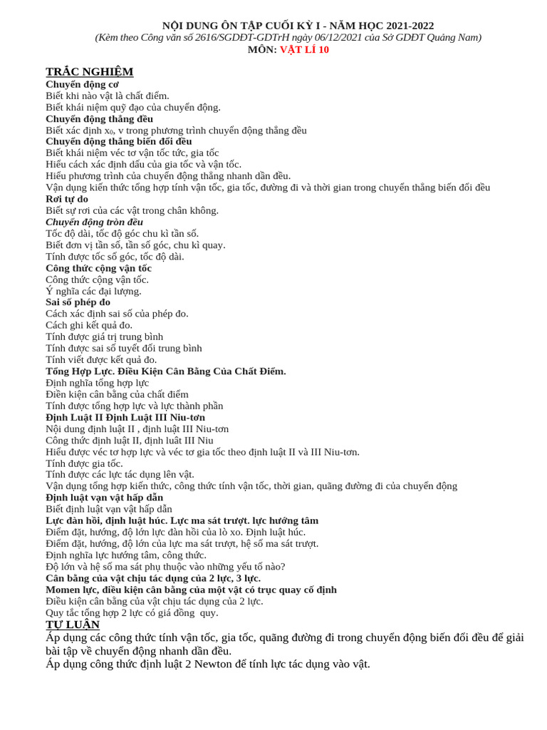 ND - On Tap - Vat Li 10 - Cuoi HK1 | PDF