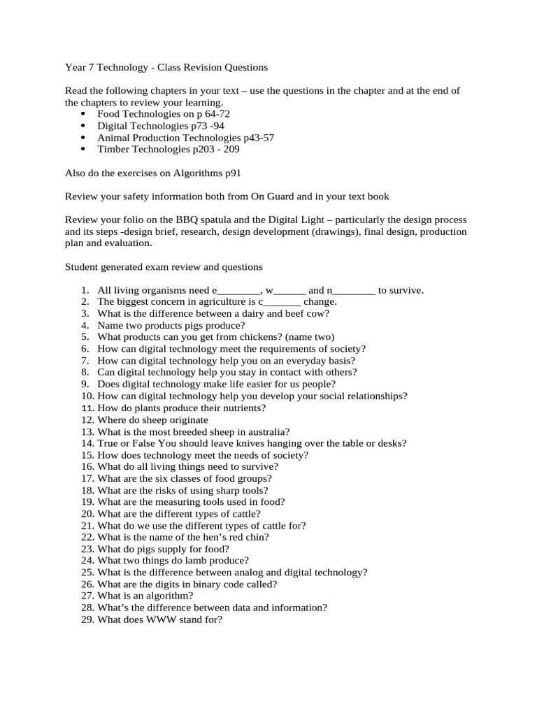 Year 7 Exam Revision | PDF