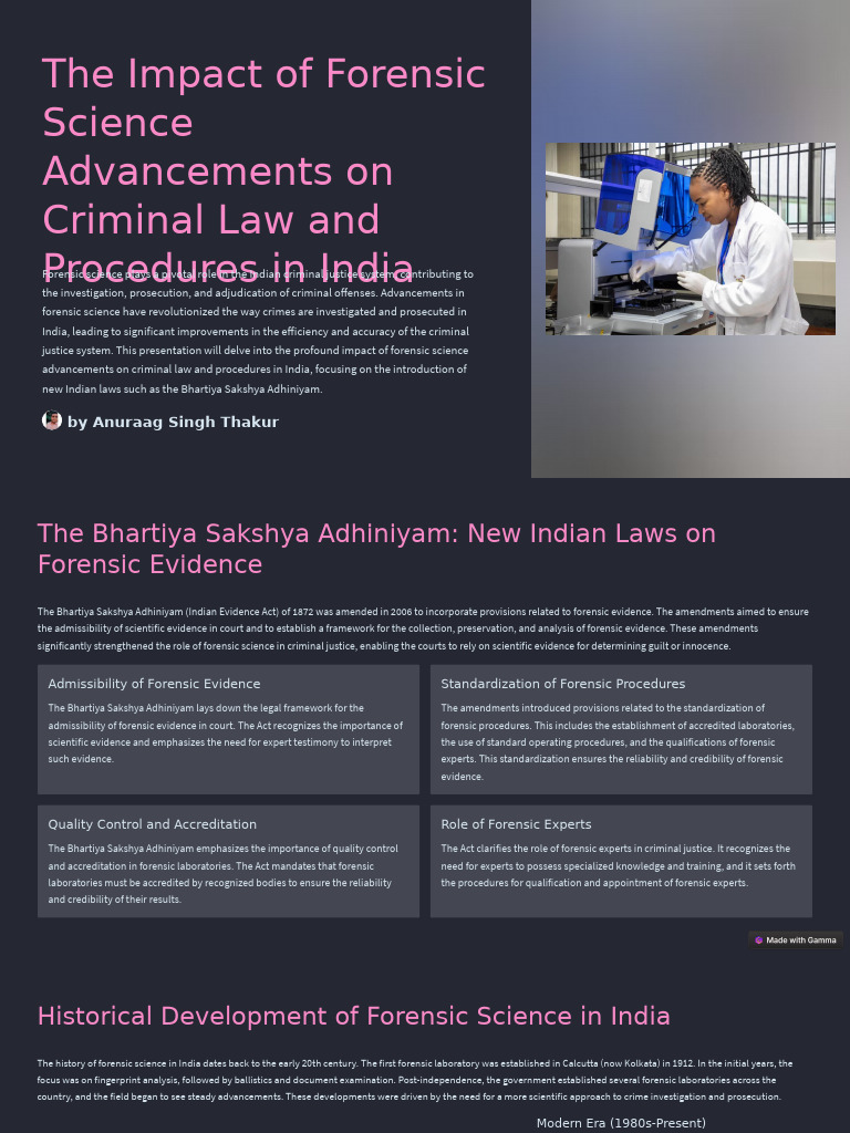 The Impact of Forensic Science Advancements On Criminal Law and ...