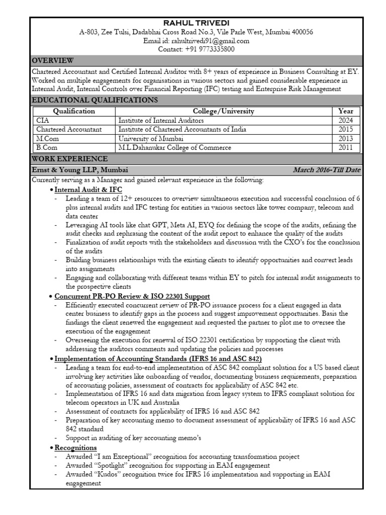 CV Rahul Trivedi | PDF