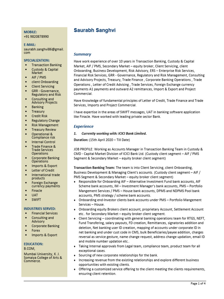 Resume Saurabh Sanghvi-5 | PDF