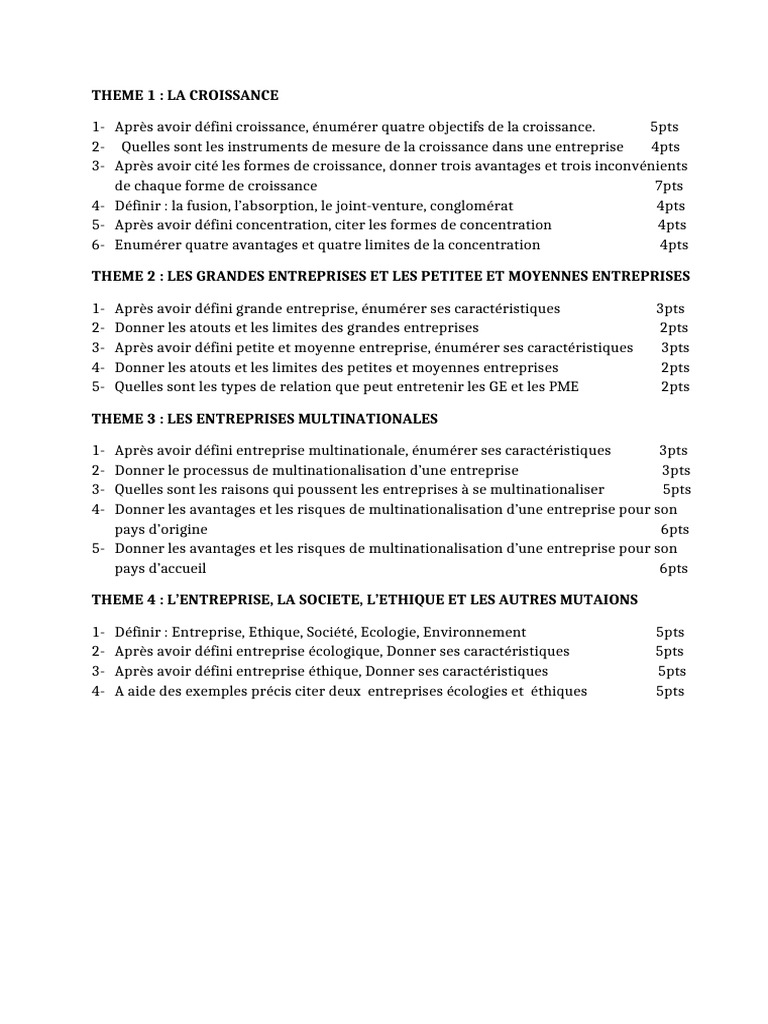 QUESTIONNAIRE PARTIE 4 EOE | PDF