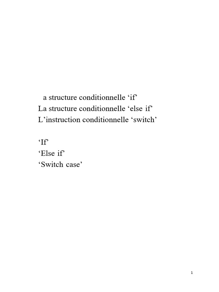Exposé Structures Conditionnelles en Java | PDF