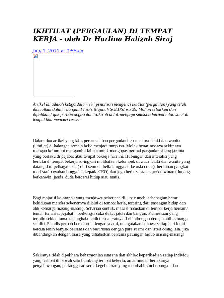 IKHTILAT-Pergaulan Bebas (P.ISlam) | PDF