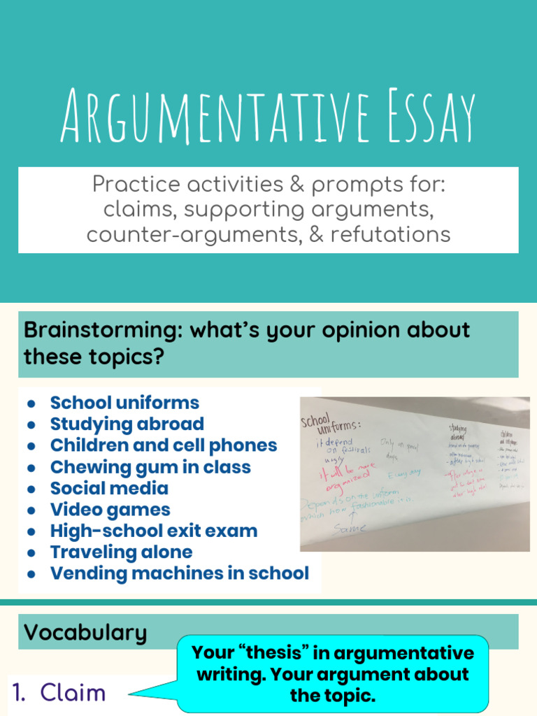 Argumentative Writing Activities | PDF