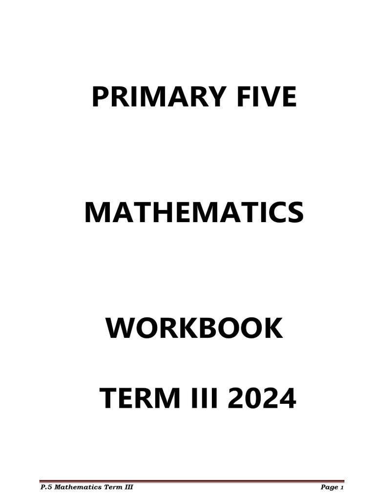 p5 Term 3 Mathematics Work Book 2024-1 | PDF