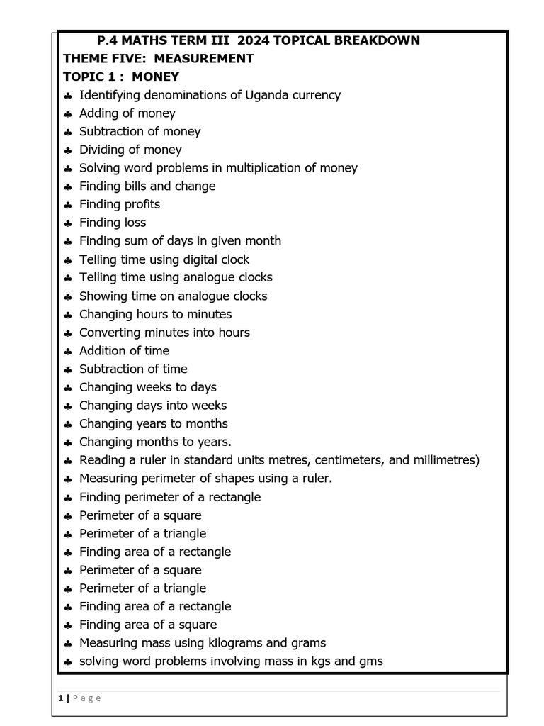 p4 Term 3 Mathematics Work Book 2024 | PDF | Litre | Area