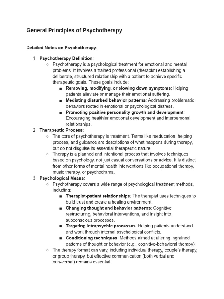 General Principles of Psychotherapy | PDF | Psychotherapy | Self ...