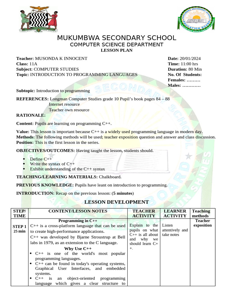 Introduction To Programming Lesson 2 | PDF