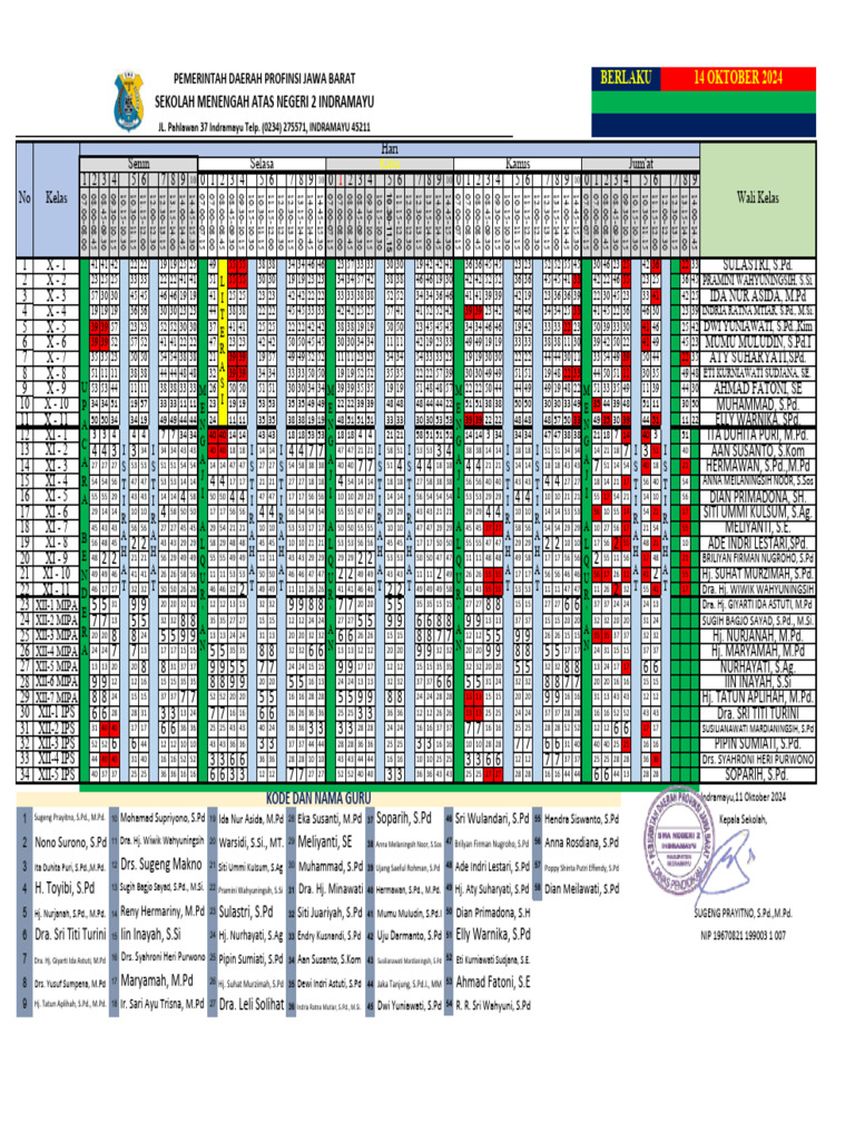Jadwal KBM Semester Ganjil Tahun 2024 2025 Ver 14 Oktober 2024 Ok Utk Guru Dan Siswa | PDF