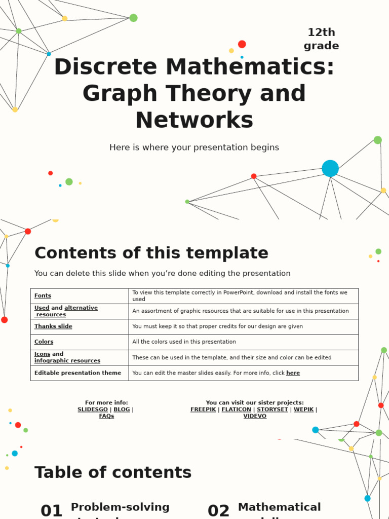 Discrete Mathematics - Graph Theory and Networks - 12th Grade by Slidesgo | PDF