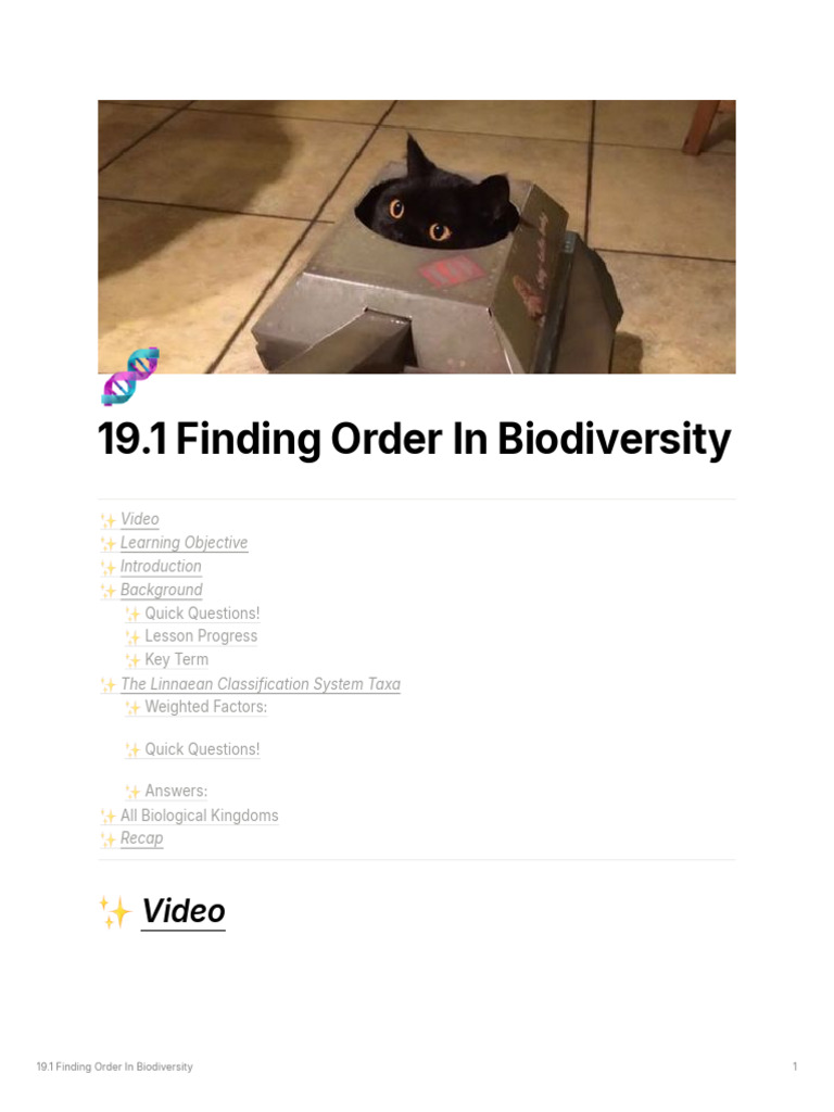 Finding Order in Biodiversity | PDF