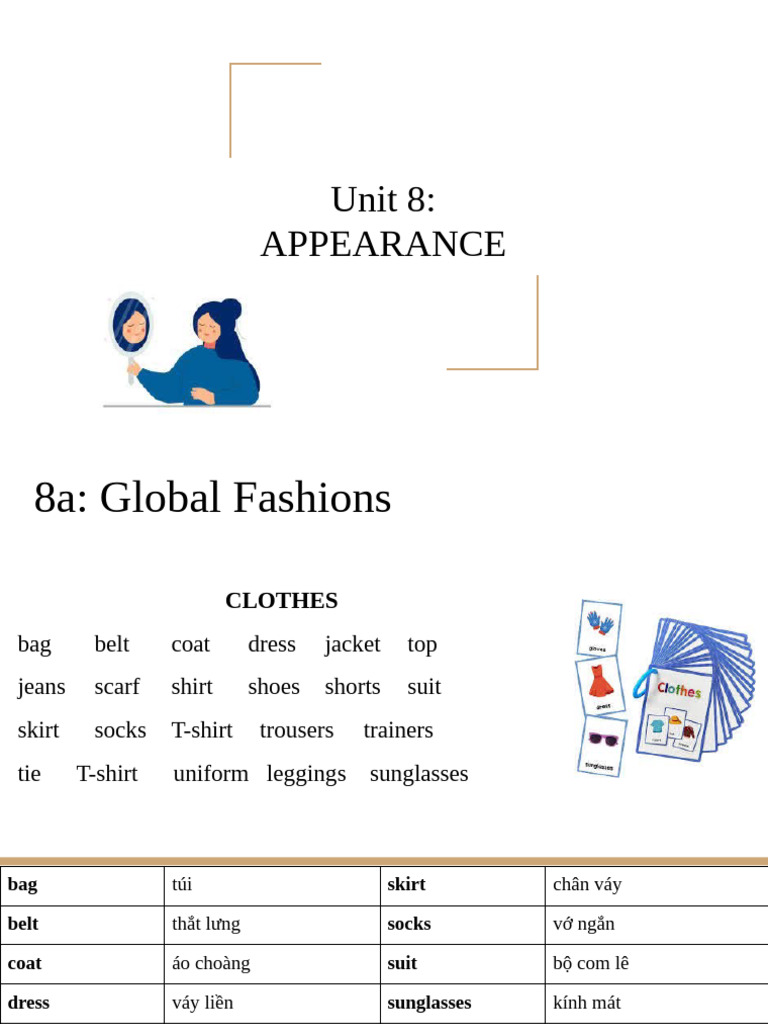 Unit 8: Appearance and Fashion Terms | PDF