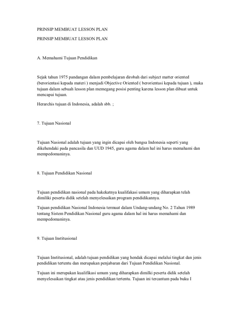 Prinsip Membuat Lesson Plan | PDF