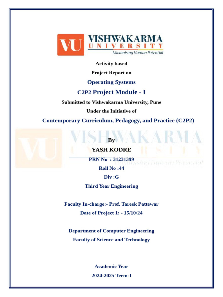 OS C2P2 Project1 Report Format | PDF