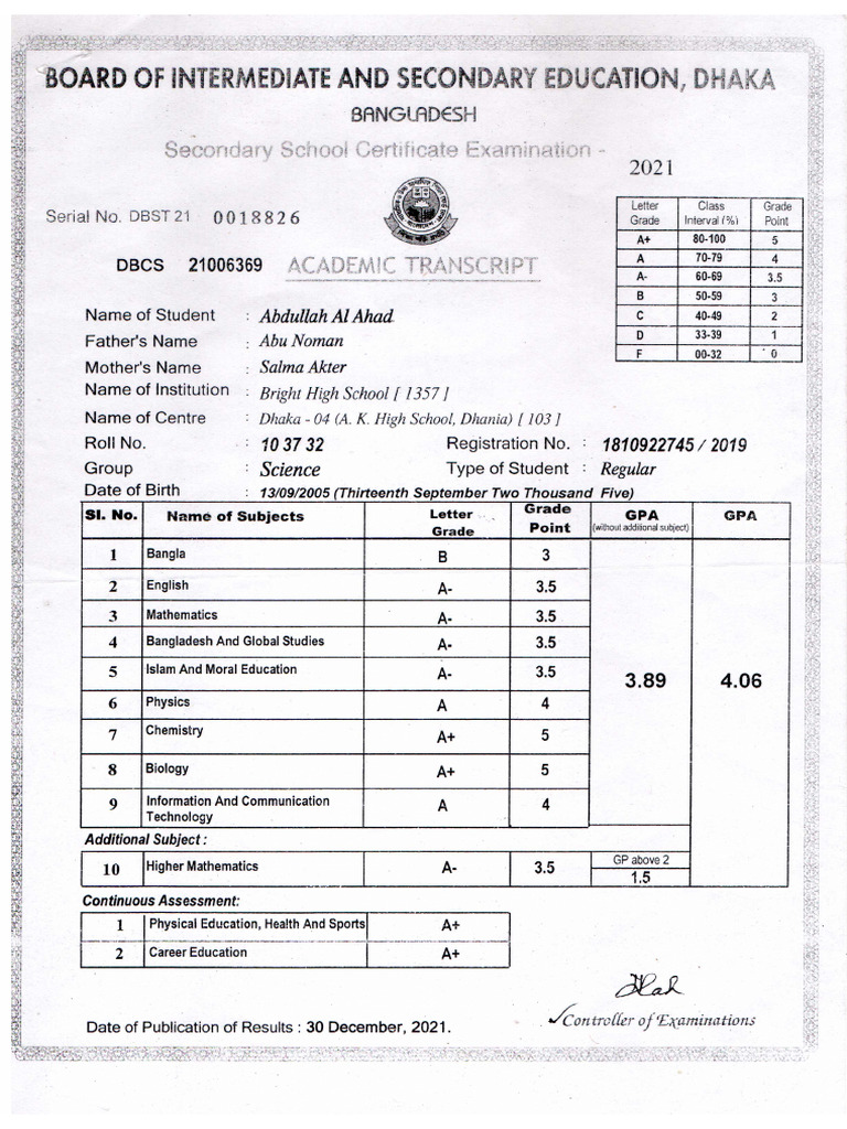 ssc transcript | PDF