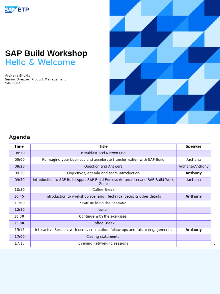 SAP Build Workshop Agenda and Overview | PDF | Mobile App | Computers