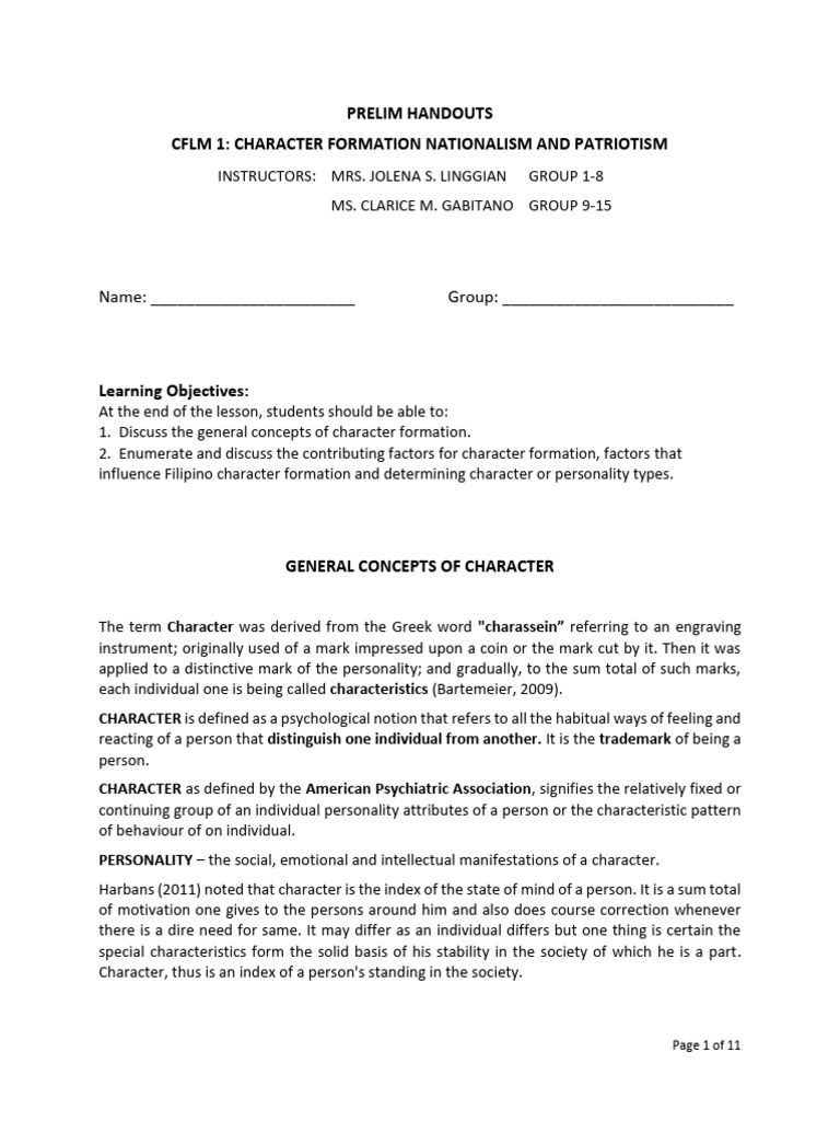 CFLM1 Prelim Handouts1 | PDF