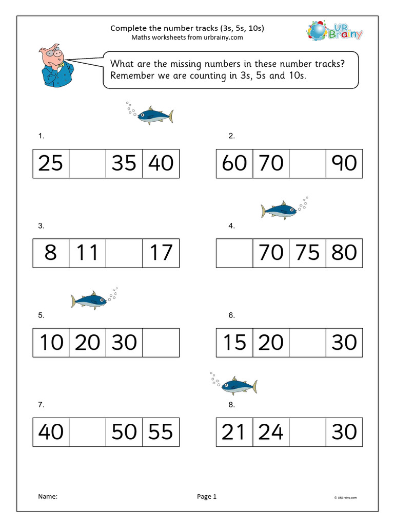 Complete the Number Tracks 3s 5s and 10s | PDF