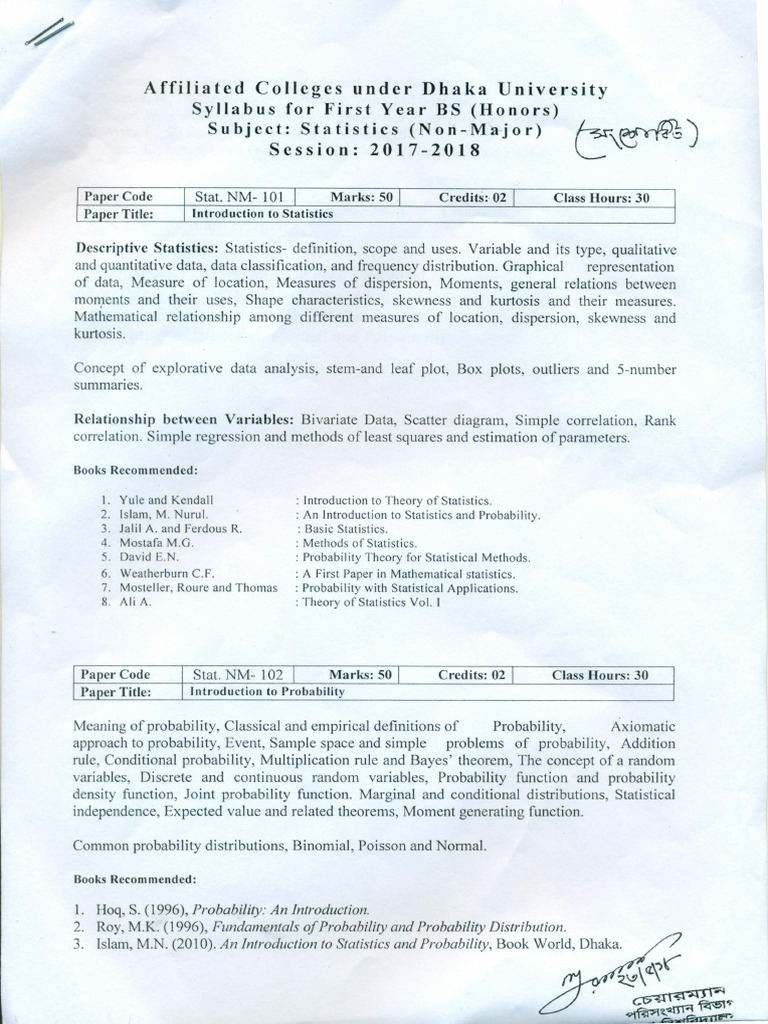 Statistics syllabus | PDF