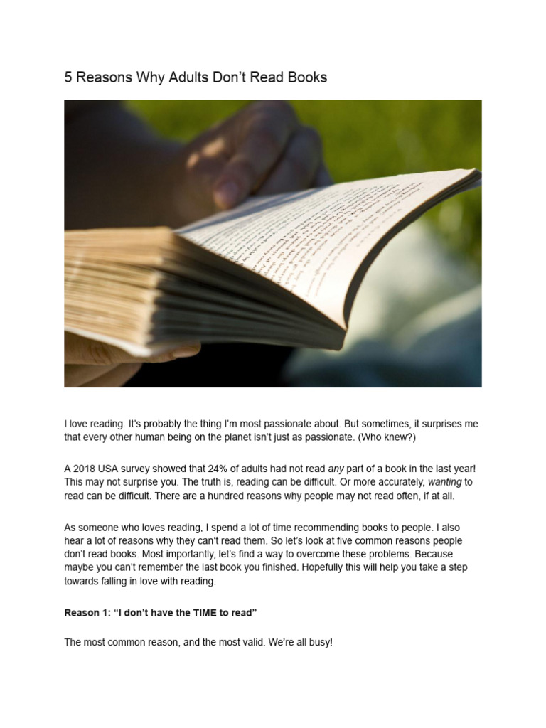 5 Reasons Why Adults Don't Read Books | PDF
