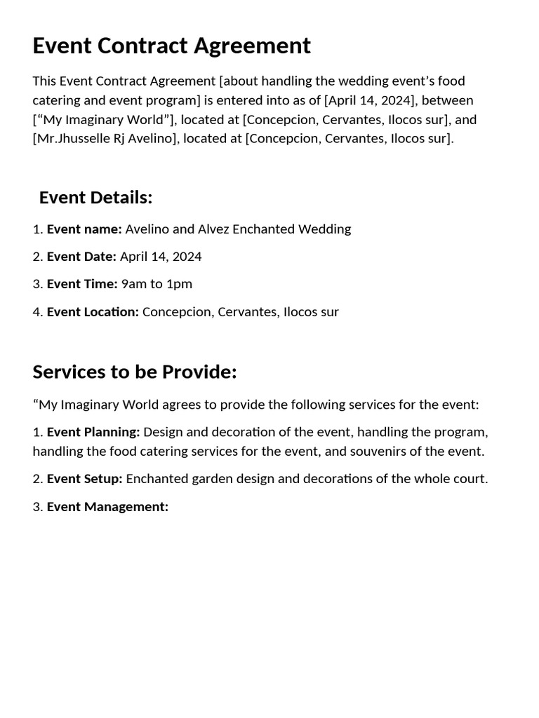 Event Contract Agreement | PDF