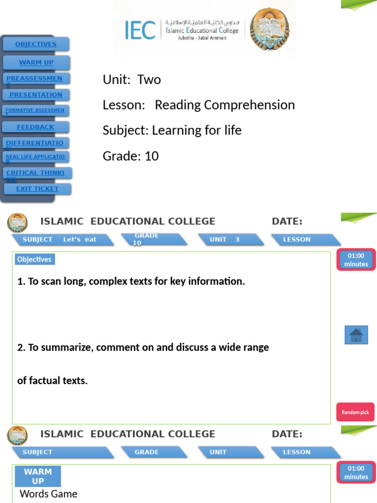 G10. Reading Comprehension Unit 2 | PDF