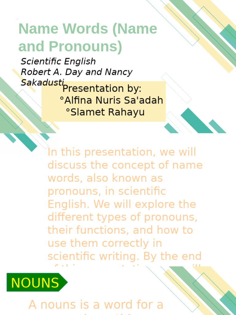 Nouns and Pronouns Presentation | PDF | Pronoun | Language Arts ...