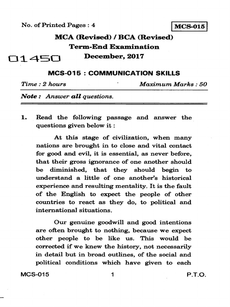 MCS-015 DEC 2017 | PDF