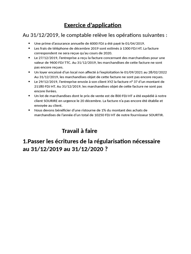 Exercice de La Regularisation | PDF