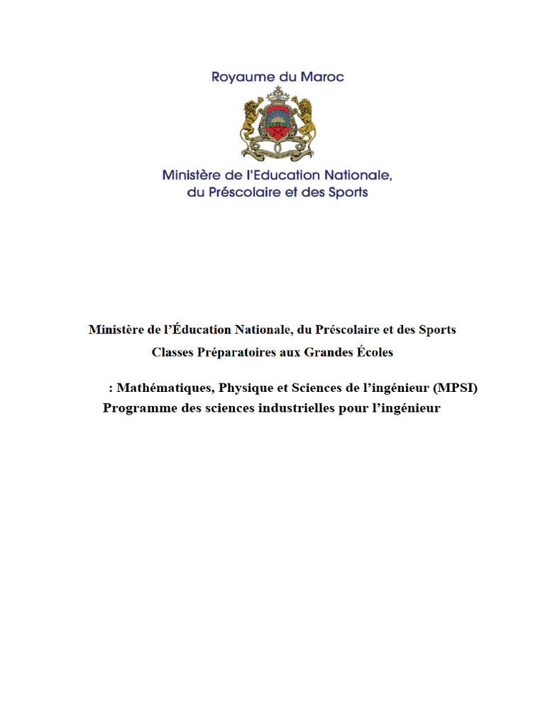 Programme Si Mpsi 3 Septembre 2024 | PDF