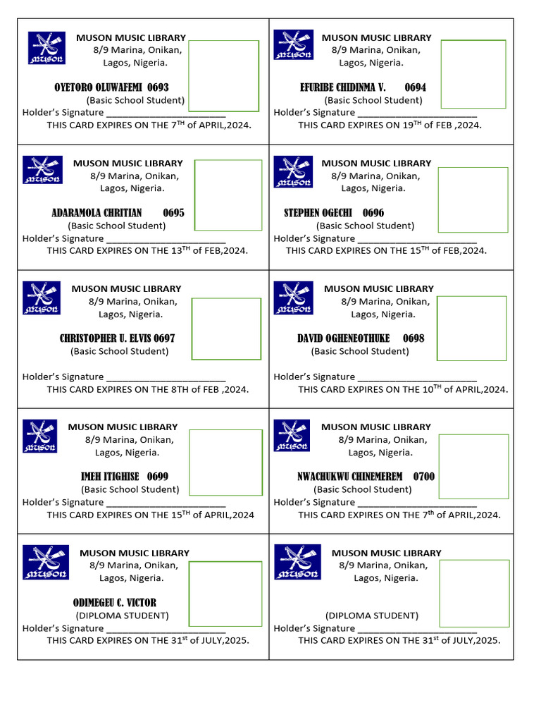 Library Cards 6 | PDF