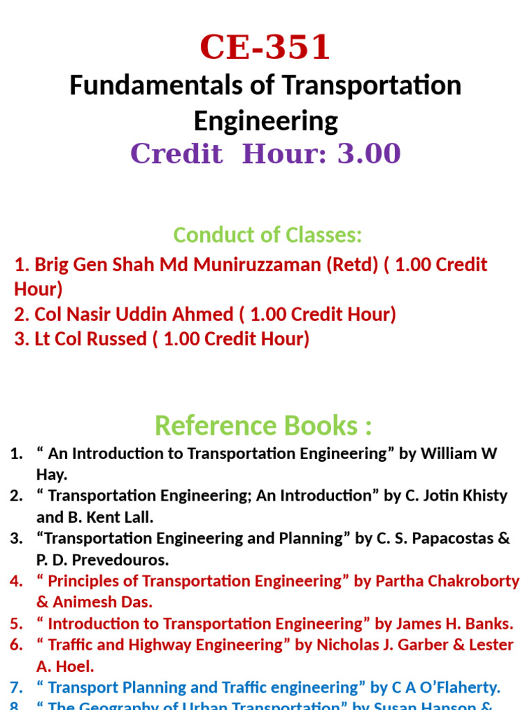 Transportation's Place and Functions Ce 351 | PDF