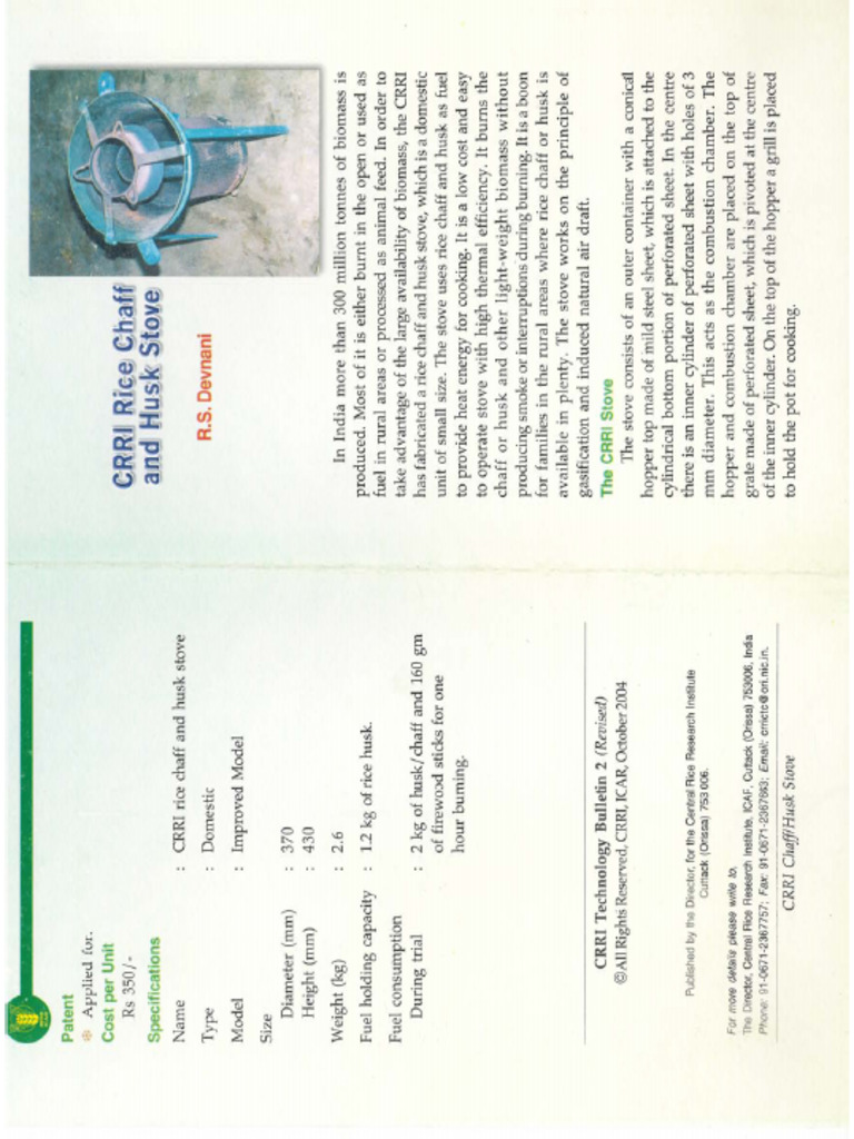 CRRI Rice Chaff and Husk Stove | PDF