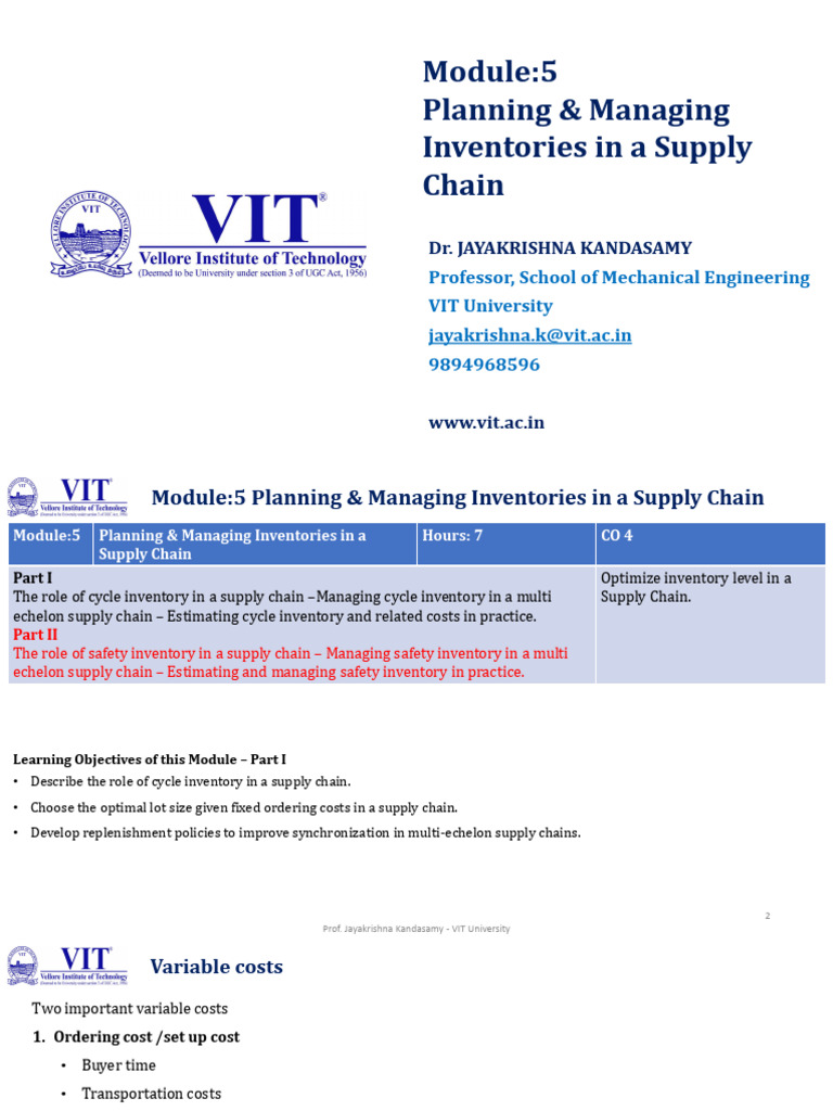 12-Role of Cycle Inventory and Managing Multi-echelon Cycle Inventory ... 12-Role of Cycle Inventory and Managing Multi-echelon Cycle Inventory ...