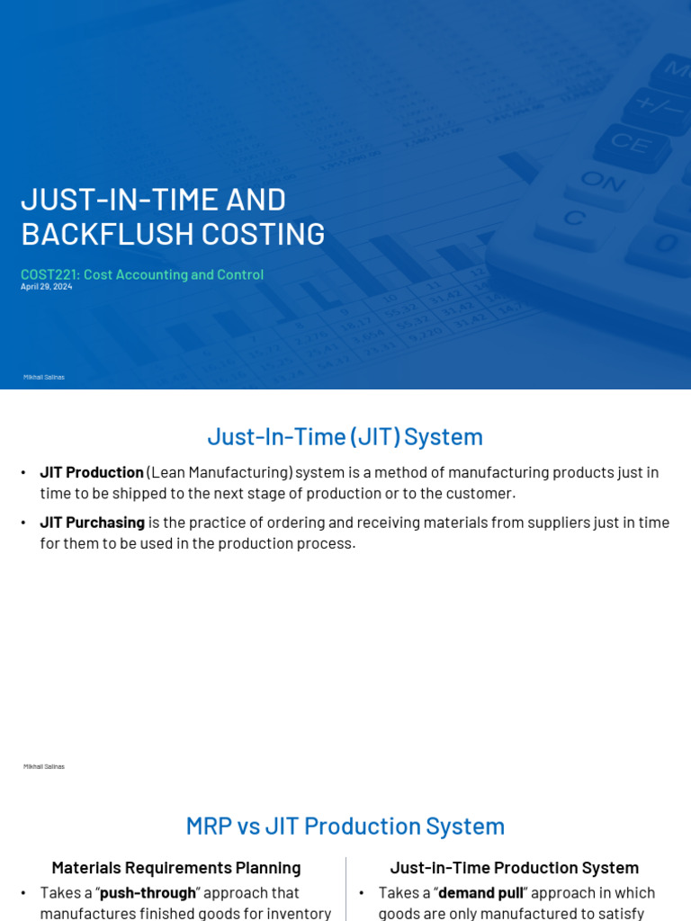 L8 - Just-In-Time and Backflush Costing (04.29.2024) | PDF