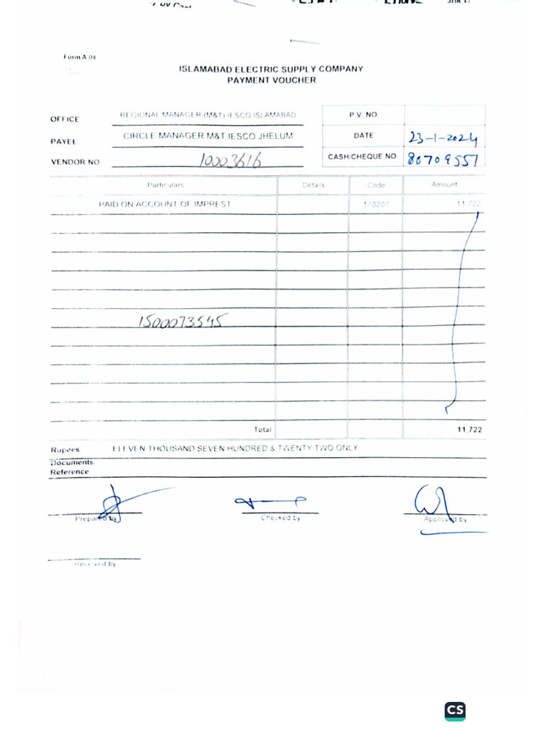 Imprest Voucher 01-2024 | PDF