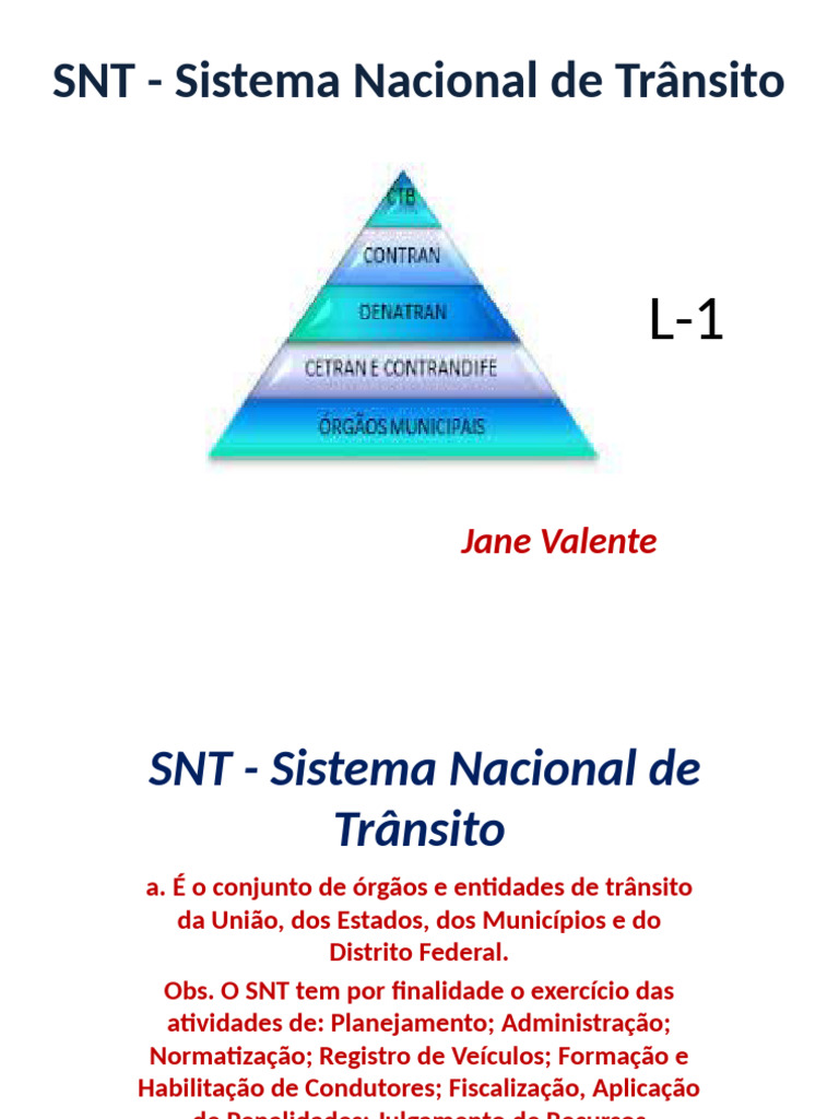 SNT - Sistema Nacional de Trânsito Novo | PDF