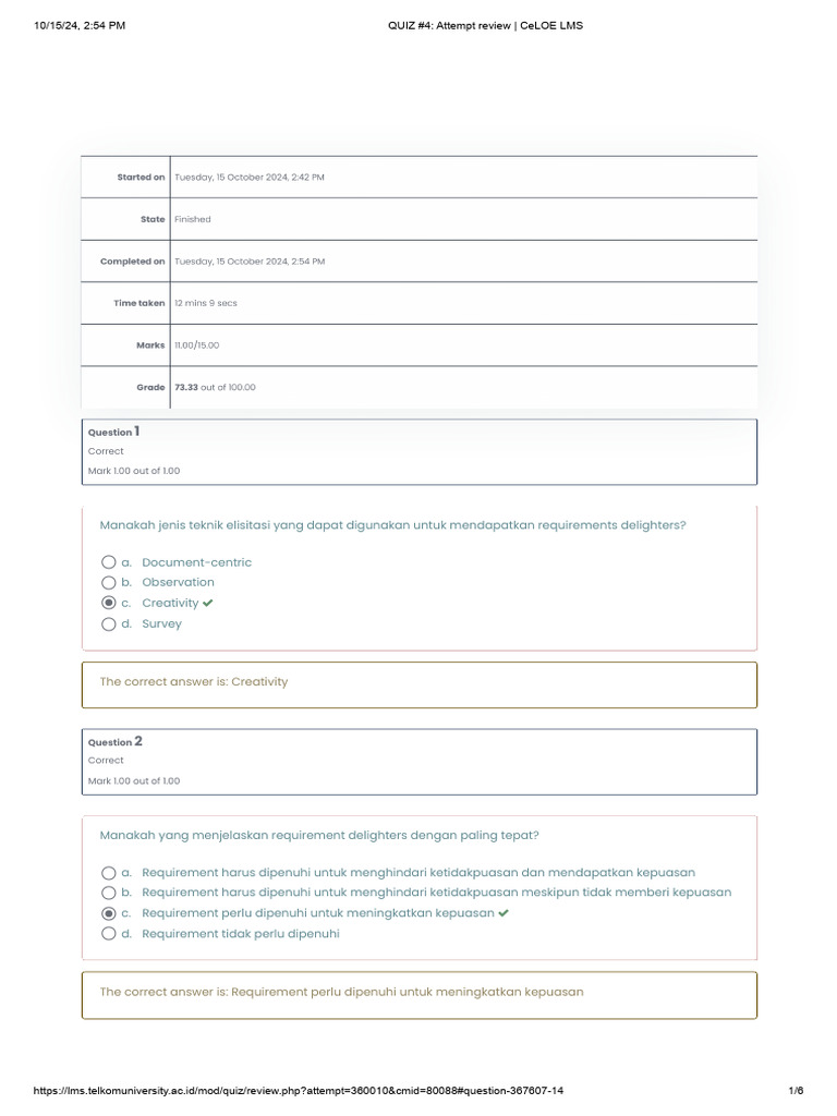 QUIZ #4 - Attempt Review - CeLOE LMS | PDF