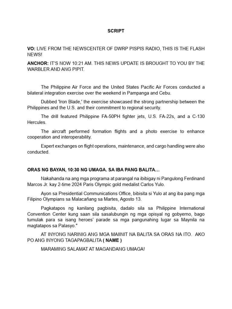 Script for Audition (1) | PDF