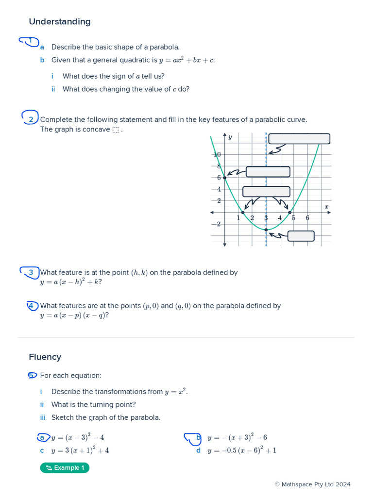5.02 Quadratic Graphs - Worksheet | PDF