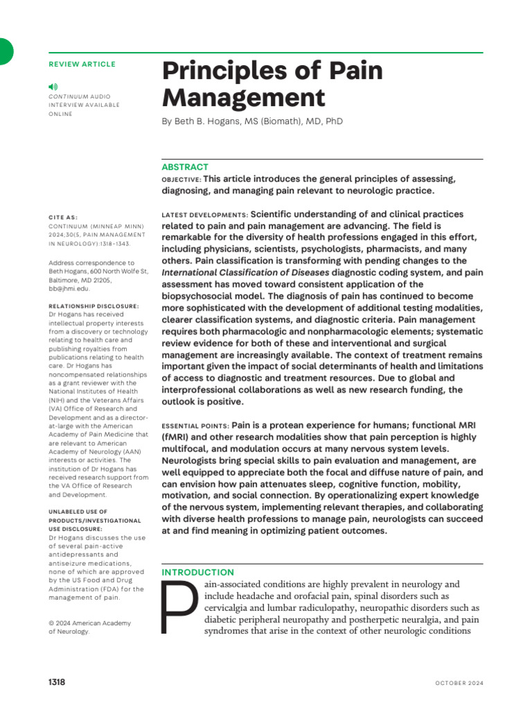Principles of Pain Management - 241014 - 070630 | PDF