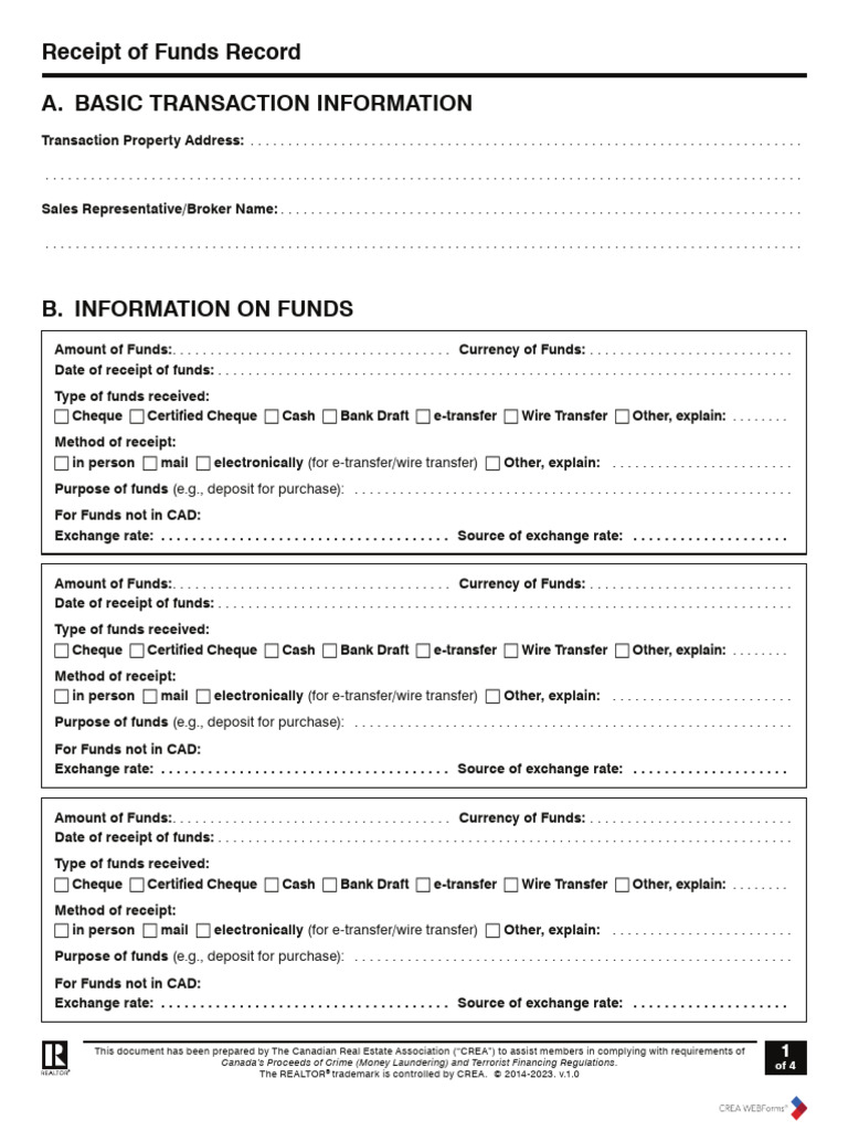 FINTRAC - Receipt Of Funds Record | PDF