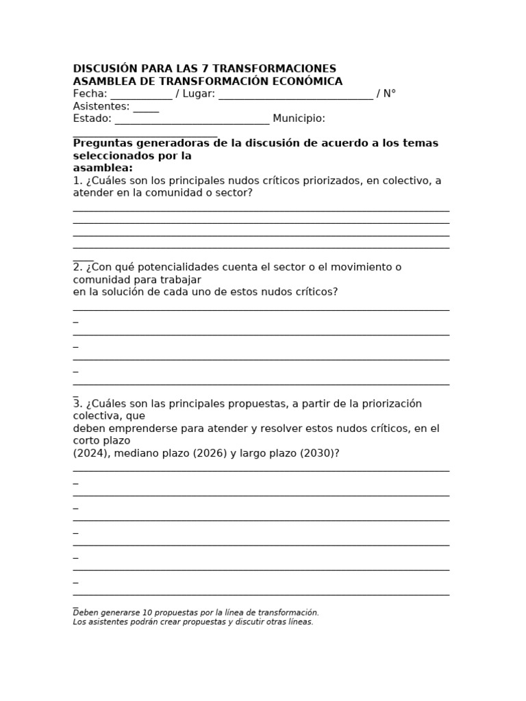 Discusión para Las 7 Transformaciones | PDF