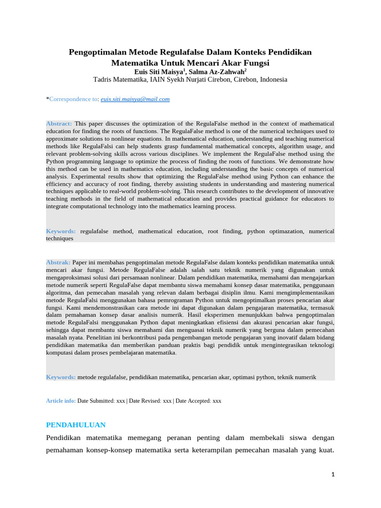 Paper Euis (Numerik) .. | PDF