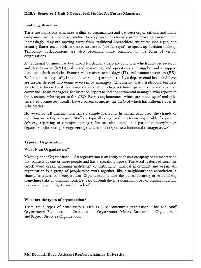 Unit-3 Organisation Management | PDF